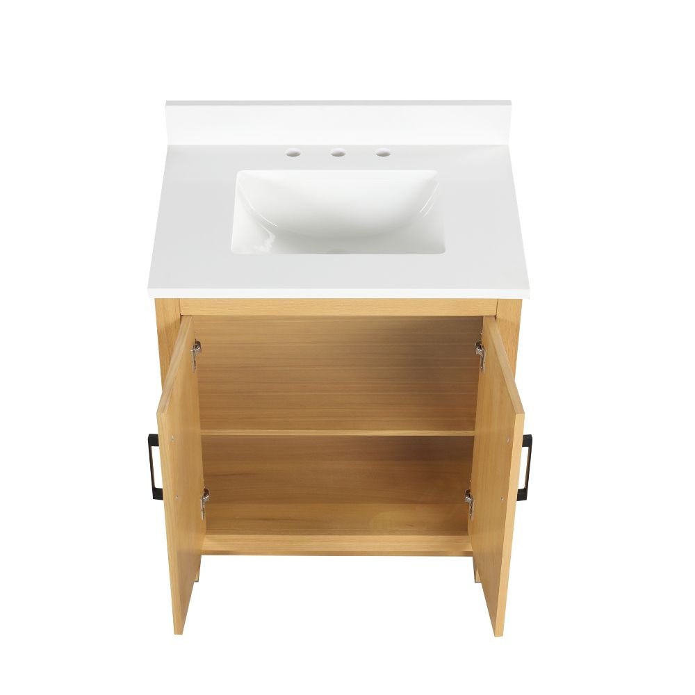 30 Inch Light Oak Sandi Single Sink Bathroom Vanity Toe Kick Style Wit ...