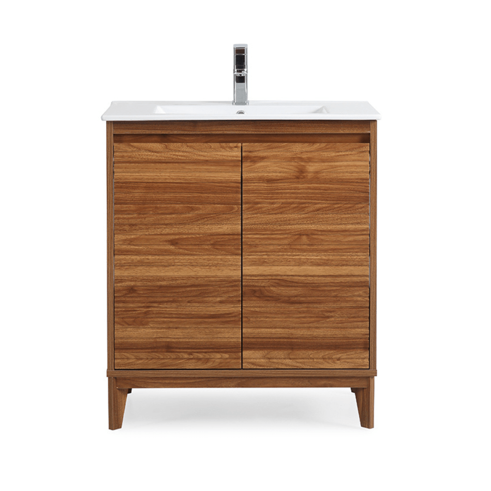 30-Inch Modern Bathroom Vanity – Natural Walnut Finish | Soft-Close ...