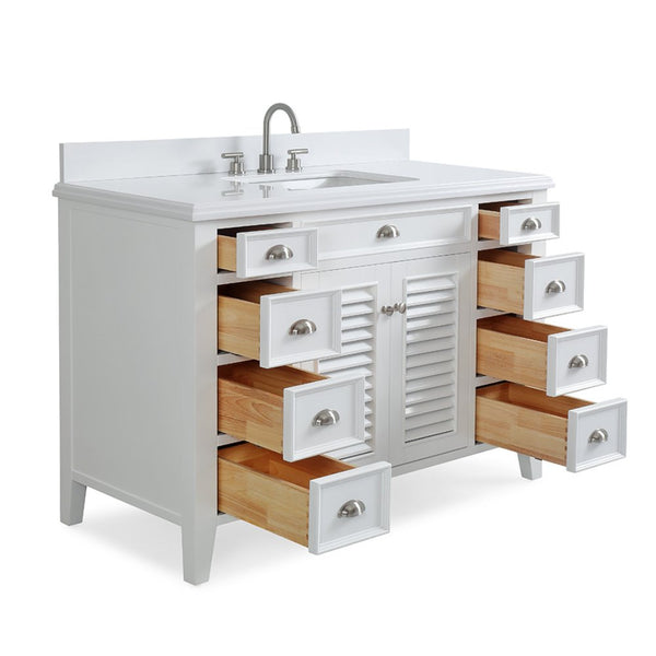 50 Inch White Bathroom Vanity with Quartz Top, Soft Close Door ...